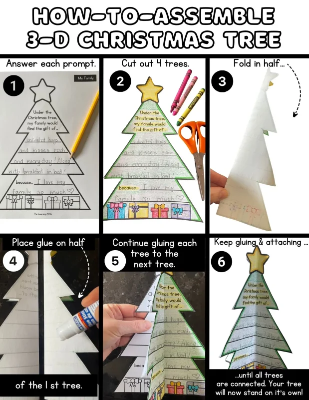 3D Christmas Tree Writing Craft - Learning Attic