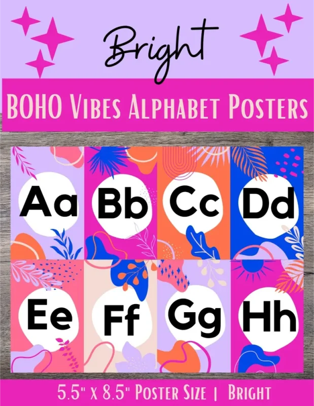 Bright Boho Vibes Alphabet Posters - Learning Attic