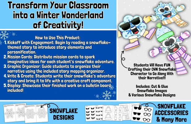 Winter Narrative Prompts Writing January Craftivity February Bulletin ...