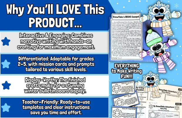 Winter Narrative Prompts Writing January Craftivity February Bulletin ...