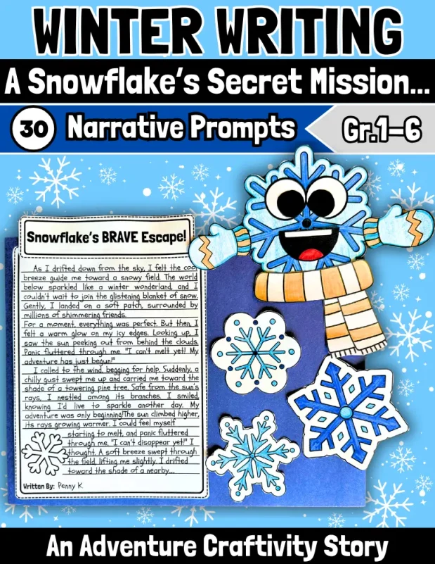 Winter Narrative Prompts Writing January Craftivity February Bulletin ...