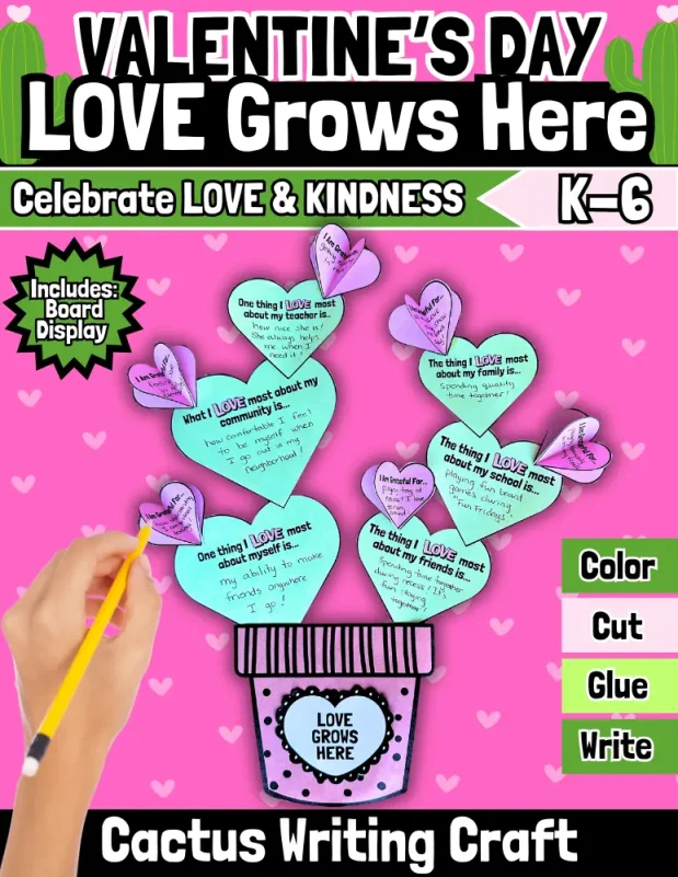 Valentine's Day Cactus Craft February Bulletin Board Ideas Writing ...