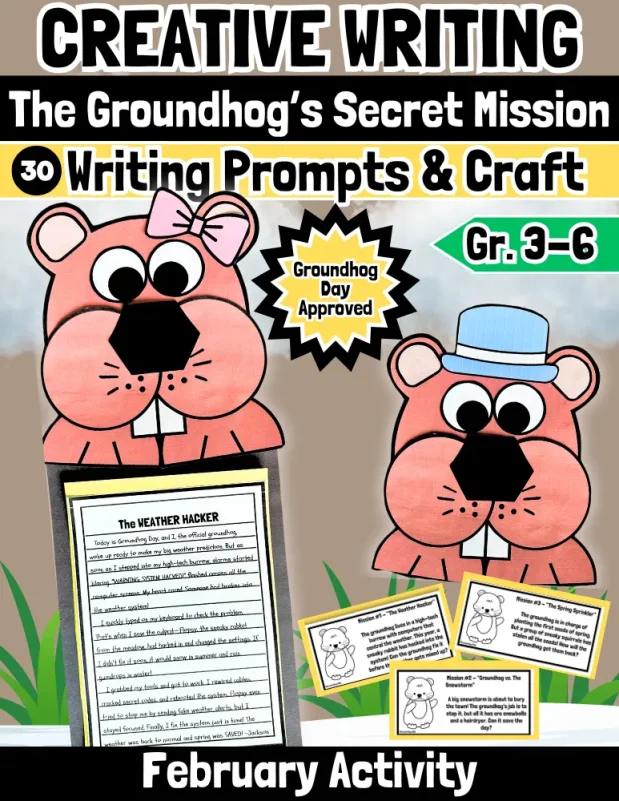 Groundhog Day Craft, February Narrative Writing Prompts, Printable ...