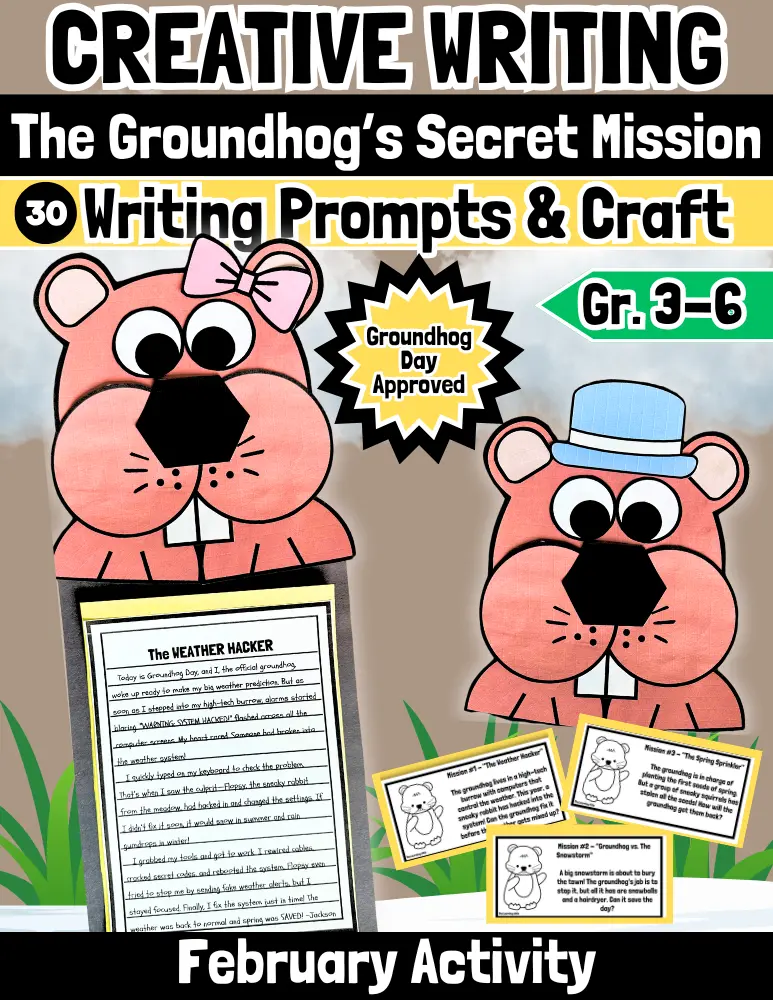 Groundhog Day Craft, February Narrative Writing Prompts, Printable ...