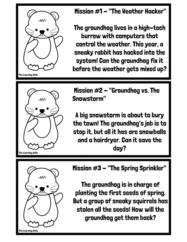 Groundhog Day Craft, February Narrative Writing Prompts, Printable ...