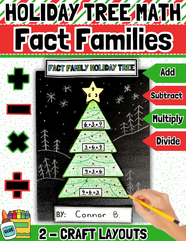 3D Christmas Tree FACT FAMILY Activity December Math Craft Bulletin ...