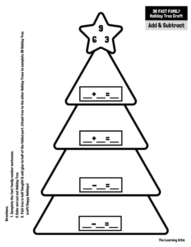 3D Christmas Tree FACT FAMILY Activity December Math Craft Bulletin ...