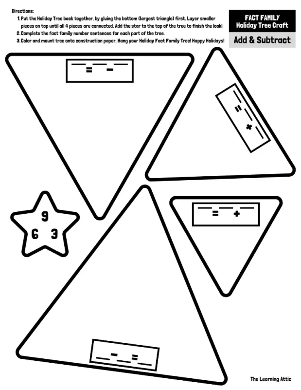 3D Christmas Tree FACT FAMILY Activity December Math Craft Bulletin ...