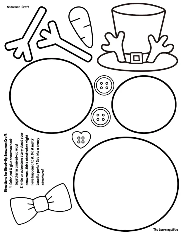 Winter Snowman Craft Creative Writing Activity December Bulletin Board ...