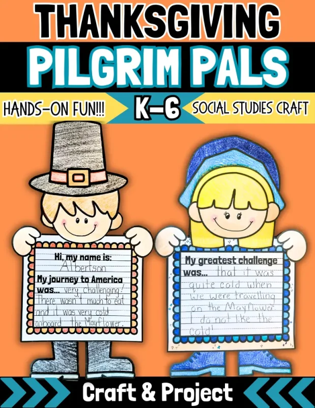 Thanksgiving Pilgrim Craft & Project Bulletin Board November Art ...