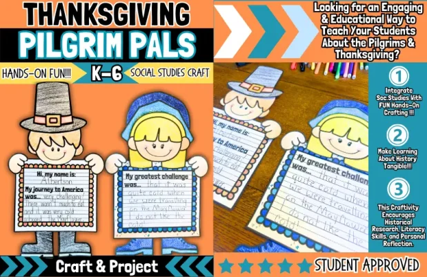 Thanksgiving Pilgrim Craft & Project Bulletin Board November Art ...