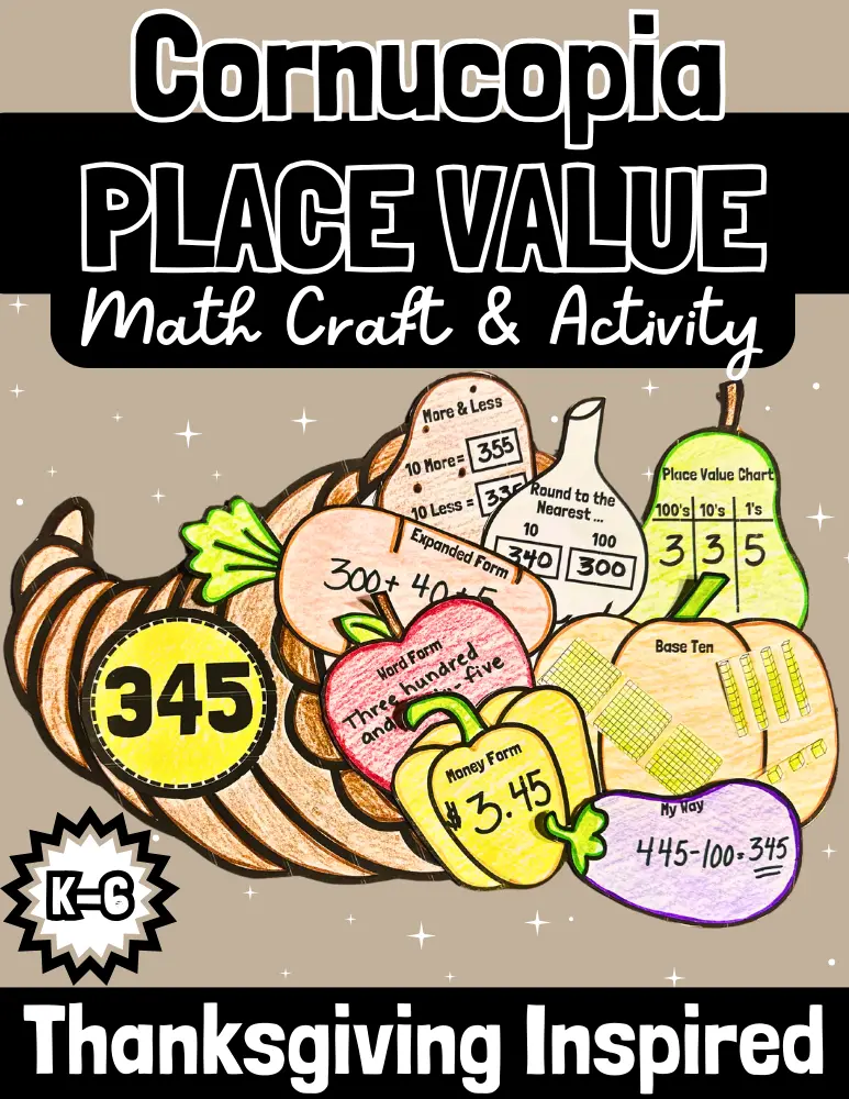 Thanksgiving Math Craft, Place Value Cornucopia, November Math Centers ...