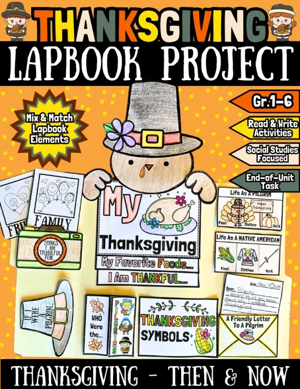 Thanksgiving Craft + Art & Writing Project, My Thankful Lapbook ...