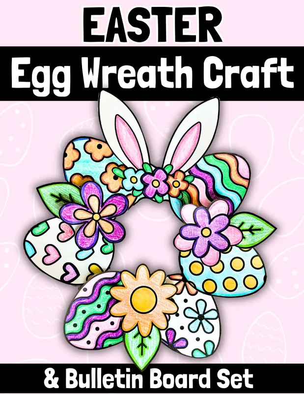 Easter Spring Craftivity Egg Wreath March April May Craft Activity Art ...