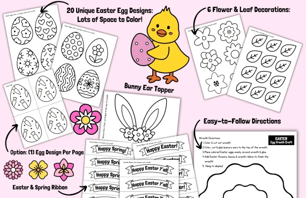 Easter Spring Craftivity Egg Wreath March April May Craft Activity Art ...