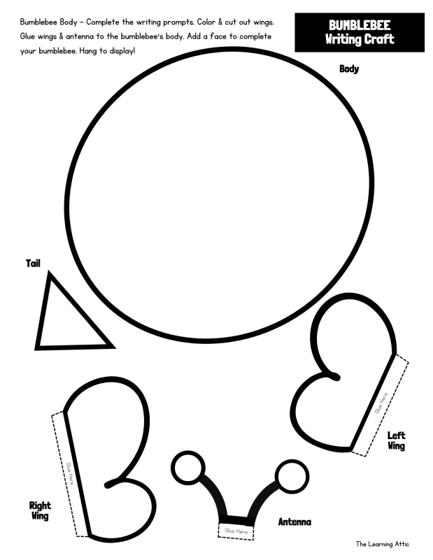 Spring Bee Insect Craft Printable Writing Prompts Activity March April ...