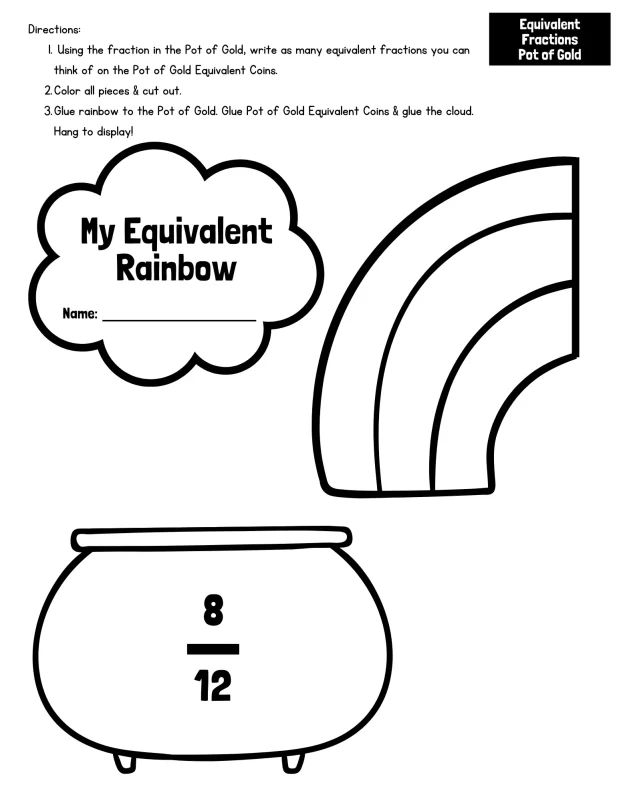 Comparing & Equivalent Fractions Math Craft St. Pattys Day Spring March ...