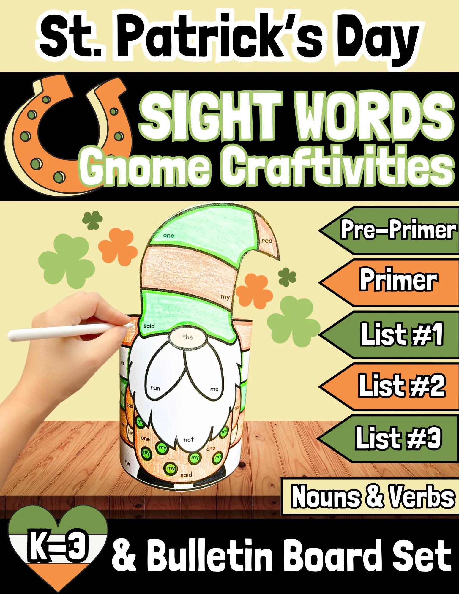 St. Patrick's Day Craft, Sight Words March Activity, St. Paddy's ...