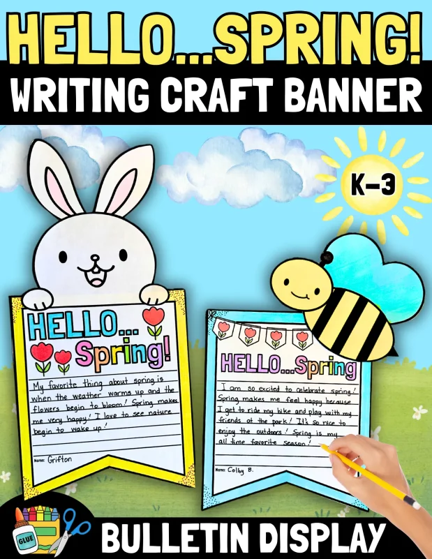 Spring Writing Craftivity Banner March April May Craft Activity ...