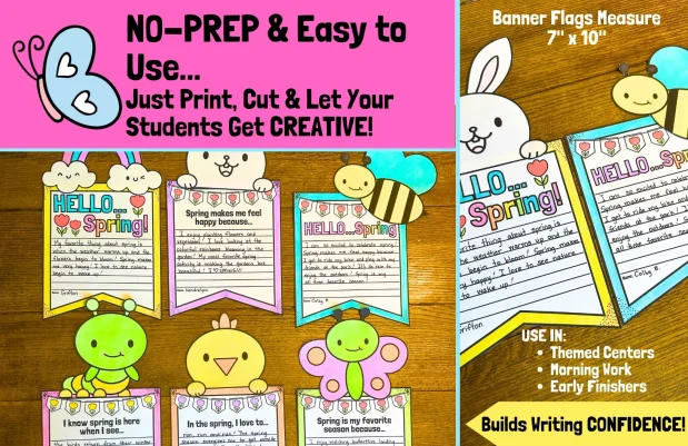 Spring Writing Craftivity Banner March April May Craft Activity ...