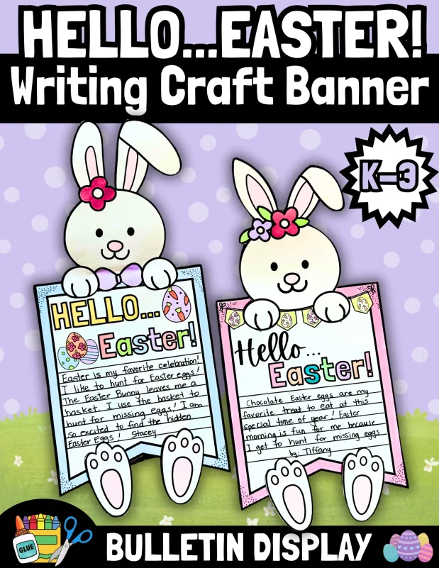 Easter Writing Craftivity Banner April Spring Craft Activity Bulletin ...