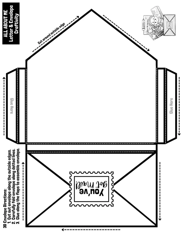 All About Me Craft Template 3D Letter & Envelope Back-to-School Night ...
