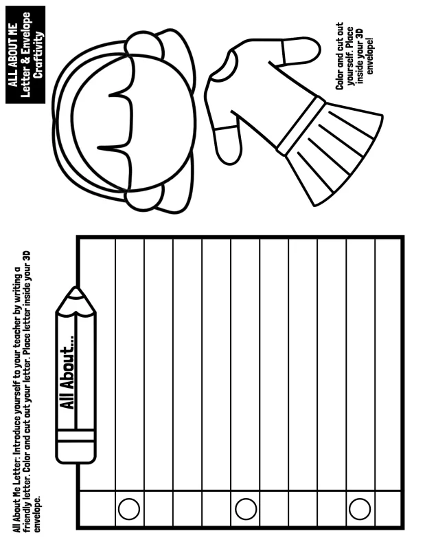 All About Me Craft Template 3D Letter & Envelope Back-to-School Night ...