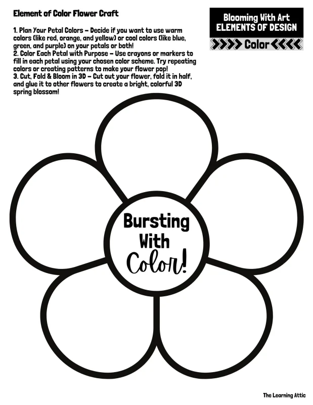 3D Spring Flower Craft Elements of Art Principles of Design Craftivity ...