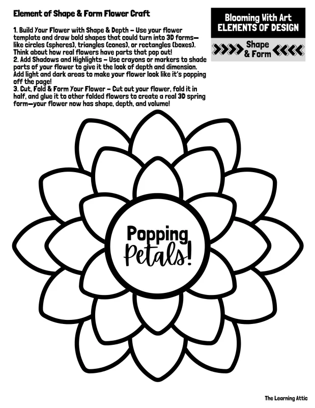 3D Spring Flower Craft Elements of Art Principles of Design Craftivity ...