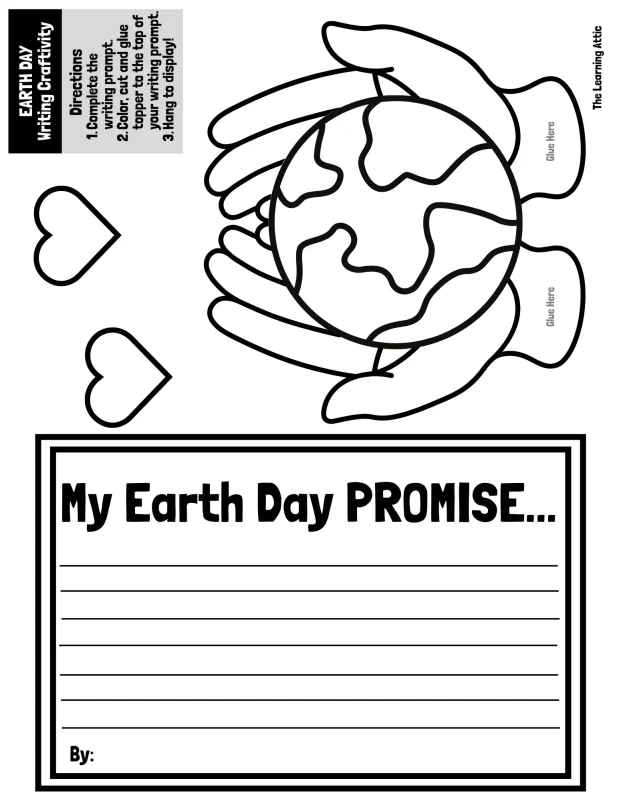 Earth Day Writing Prompts Crafts | Earth Week Bulletin "My Promises to ...