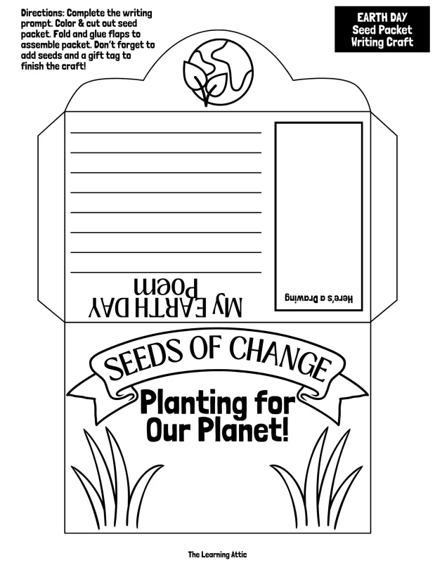 Earth Day Writing Prompts Seed Packet Craft Template | April Plant Life ...