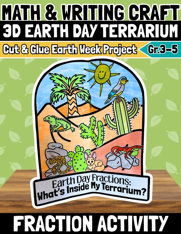 Earth Day 3D Fraction Terrarium Craft Earth Week Project Writing ...