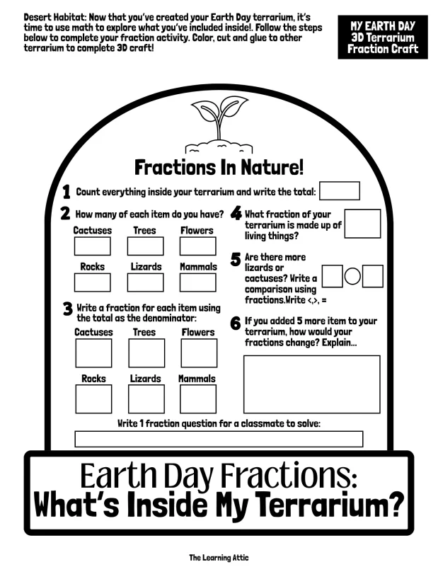 Earth Day 3D Fraction Terrarium Craft Earth Week Project Writing ...
