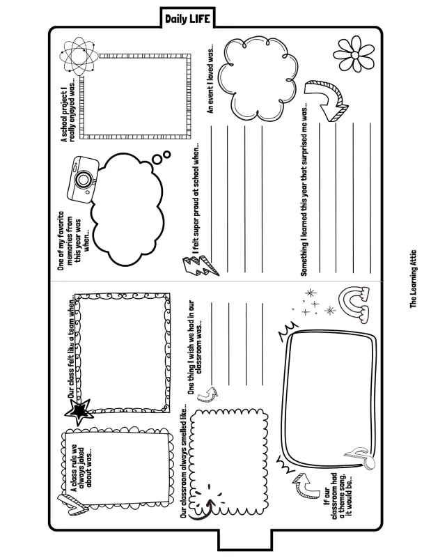 End of the Year MEMORY YEARBOOK Writing Prompts Template Project ...