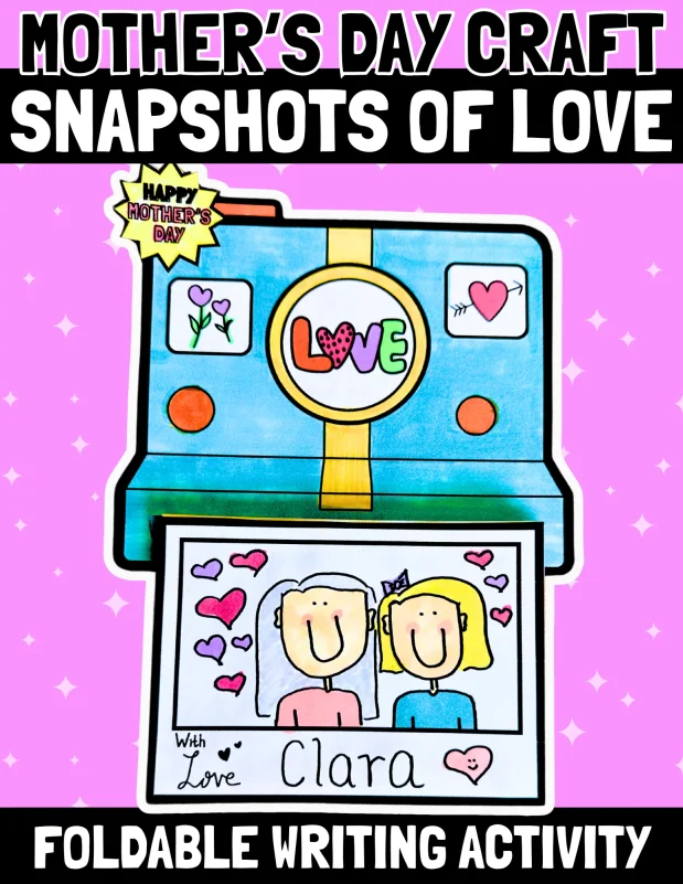 Mothers Day Craft | Polaroid Camera Writing Prompts Foldable Card ...