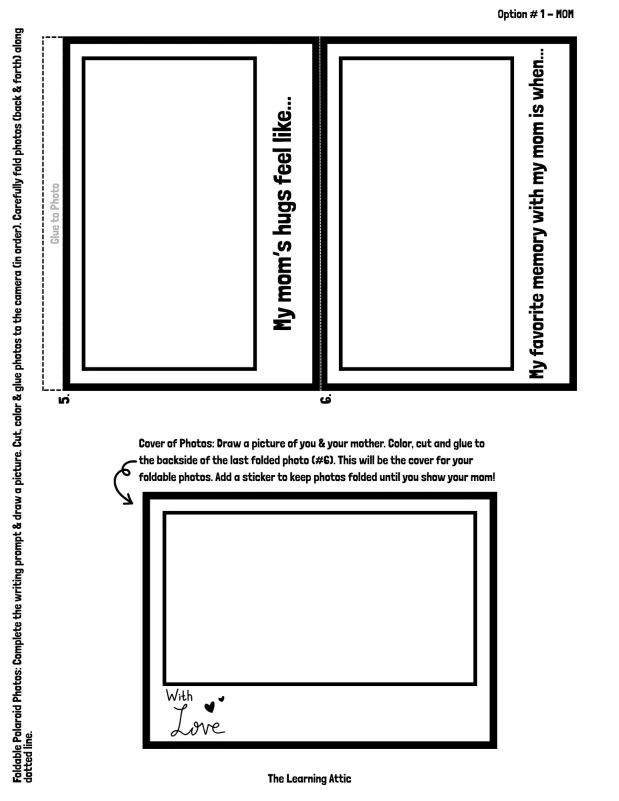 Mothers Day Craft | Polaroid Camera Writing Prompts Foldable Card ...