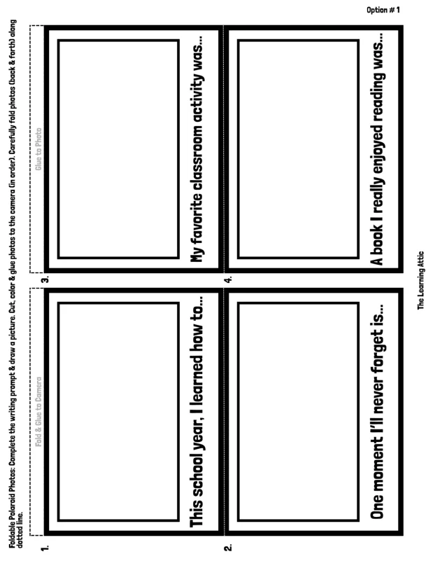 End of Year Memories Craft Writing Prompts Template Project Polaroid ...