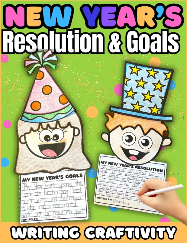 New Years Craft New Year's Resolution Goals Writing Craftivity Bulletin ...