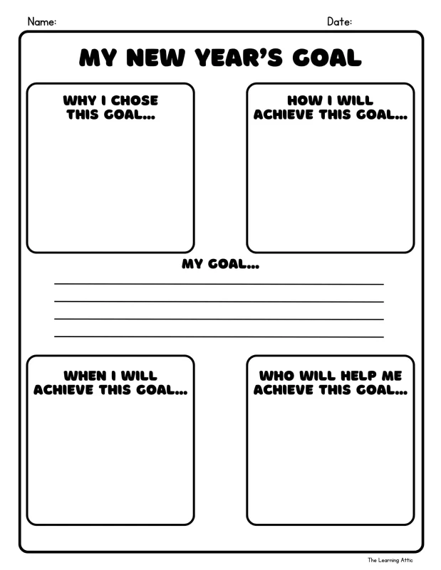 New Years Craft New Year's Resolution Goals Writing Craftivity Bulletin ...