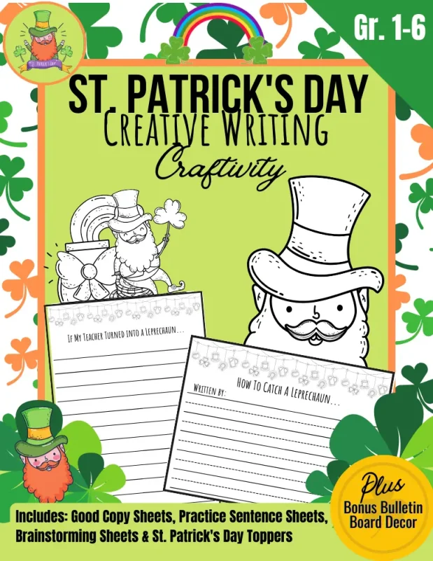 St. Patrick's Day Creative Writing 'Craftivity' + Bulletin Board Decor ...